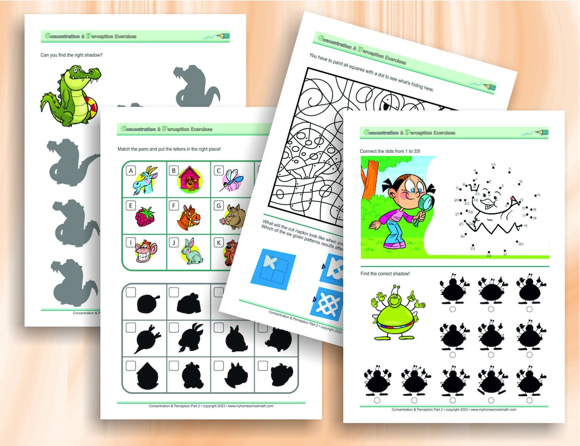 Concentration and Perception Exercises for Kids - Part 2 (age 8+) | 90 ...