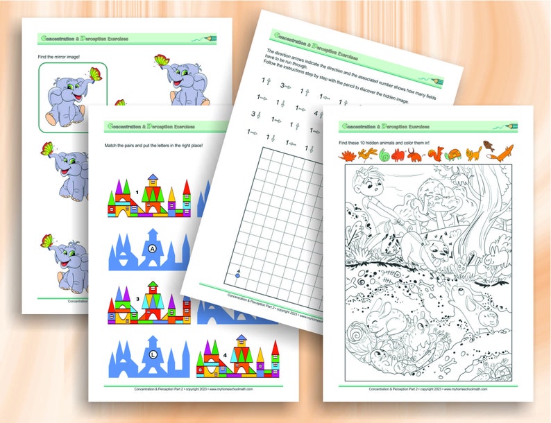 Concentration and Perception Exercises for Kids Part 2 age 8 90 ...