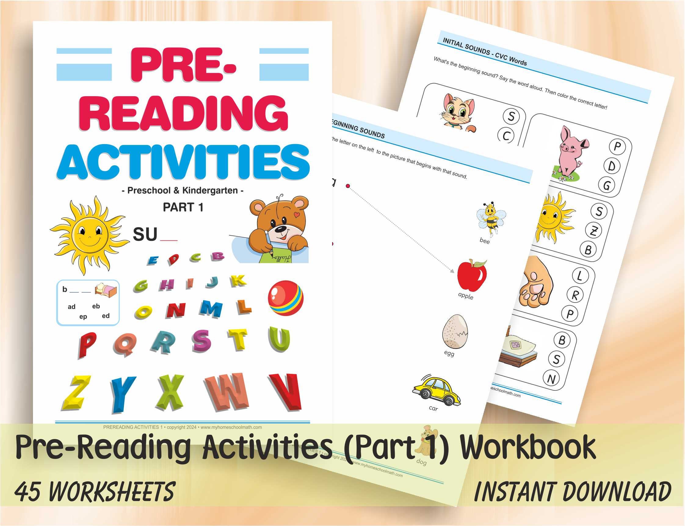 Pre-reading Activities part 1 Preschool & Kindergarten Worksheets ...