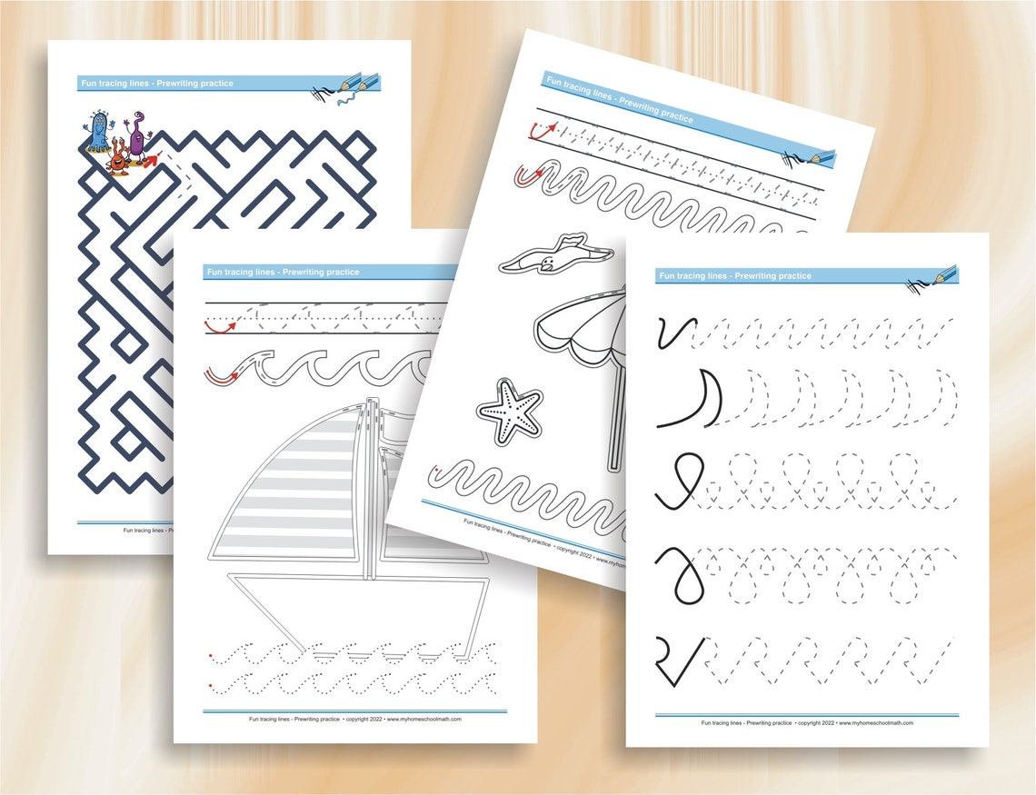 Fun Tracing Lines Prewriting Practice Exercises to Promote Fine Motor ...