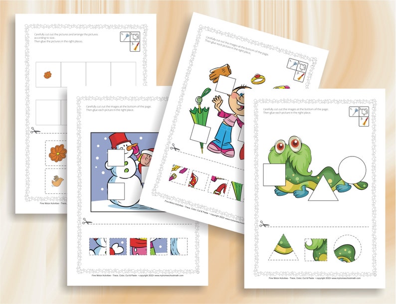 Fine Motor Activities - Trace, Color, Cut&paste | 65 Printable ...