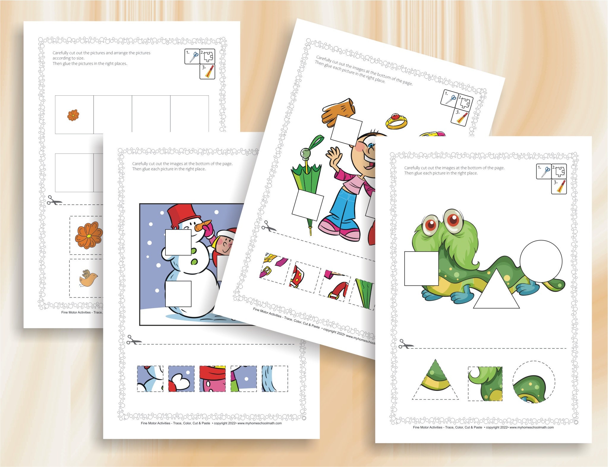 Fine Motor Activities - Trace, Color, Cut&paste | 65 Printable ...