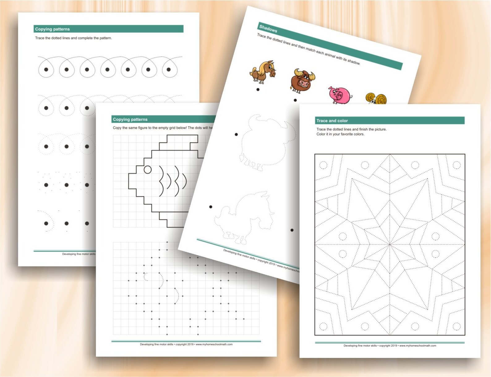 Graphomotor Skills Workbook: 65 Printable Tracing & Coloring Worksheets ...