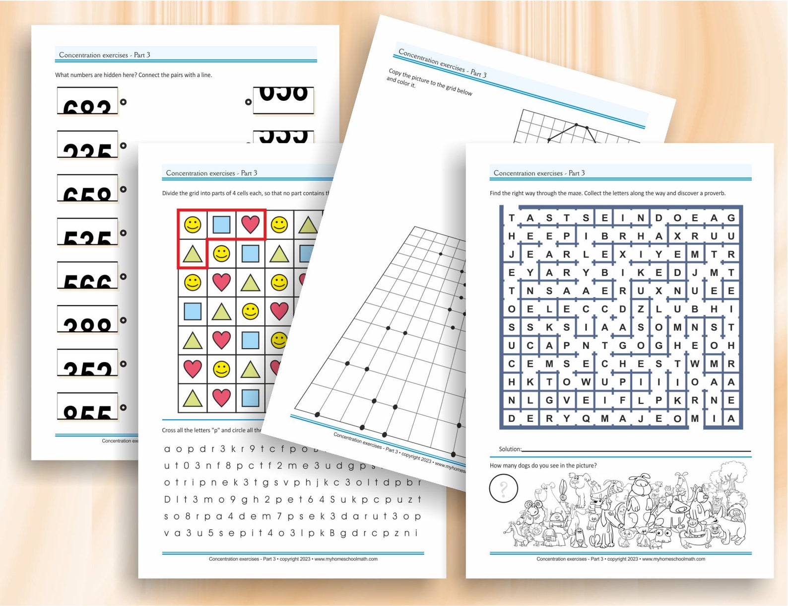 Concentration Exercises for Kids - Part 3 (age 8-12) | 52 Printable ...