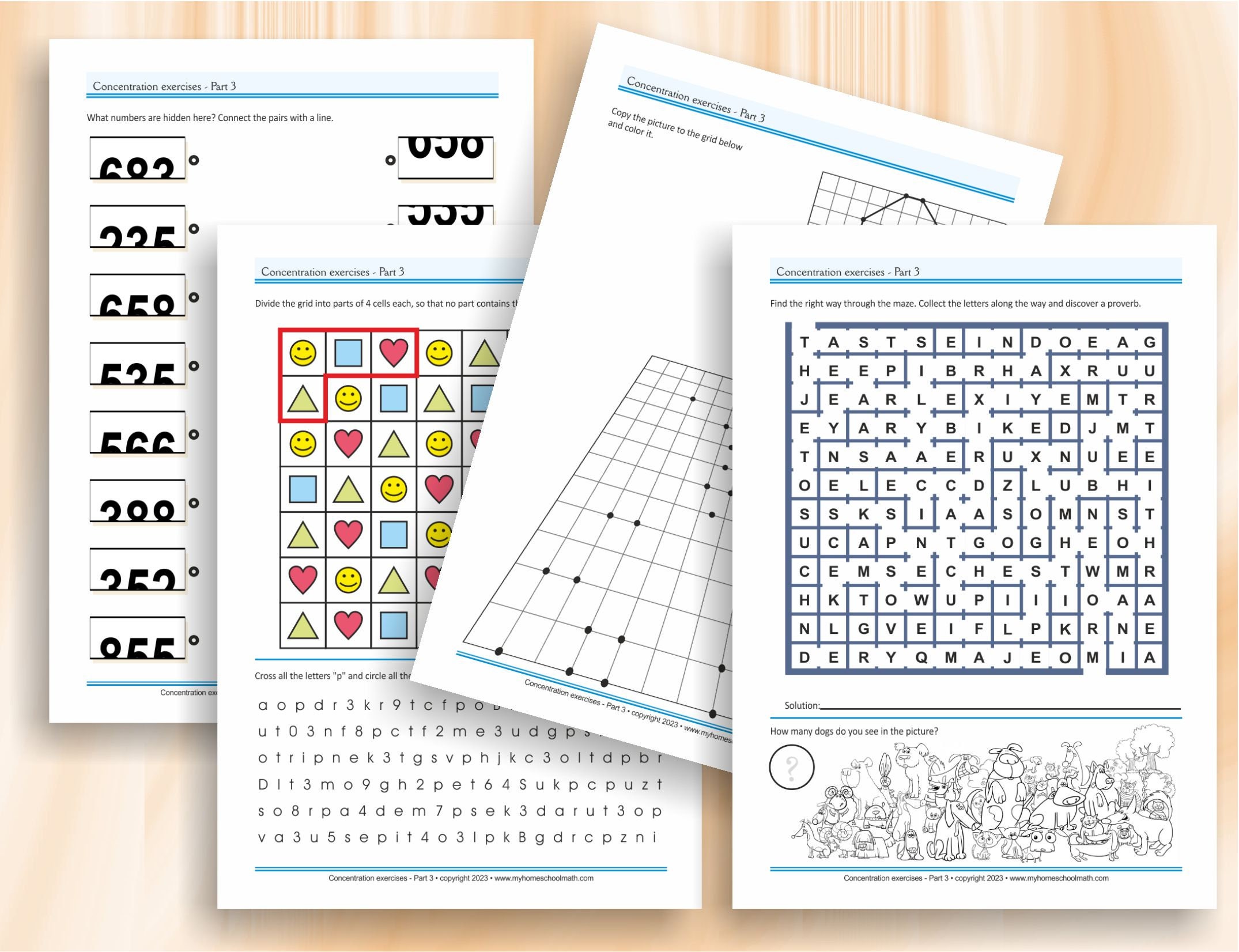 Concentration Exercises for Kids - Part 3 (age 8-12) | 52 Printable ...