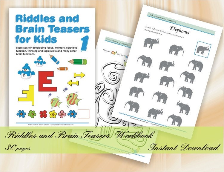 Riddles and Brain Teasers for Kids age 5-8 Worksheets With Printable ...
