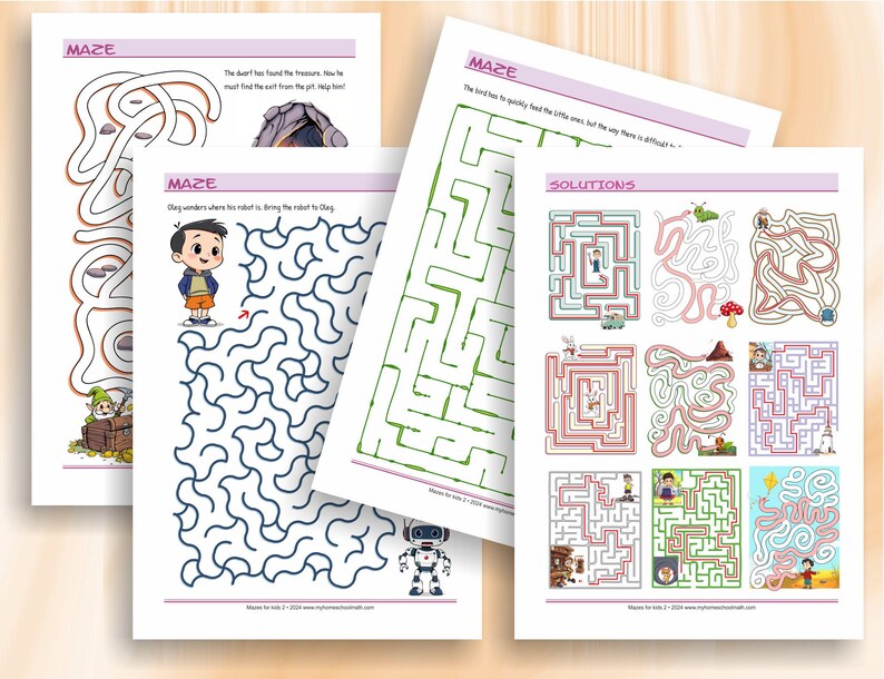 Fun and Challenging Mazes for Kids Part 2 54 Printable Worksheets ...