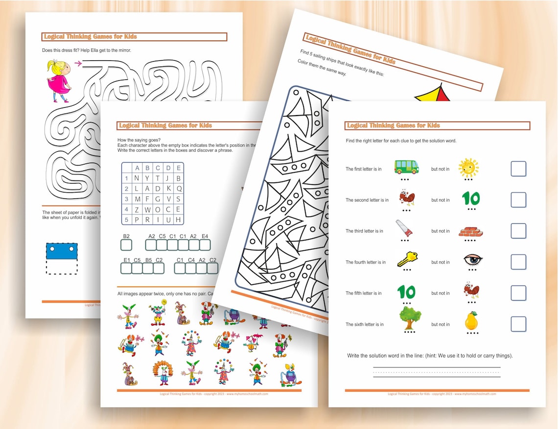 Logical Thinking Games for Kids Brain Teasers for Children Ages 8 64 ...