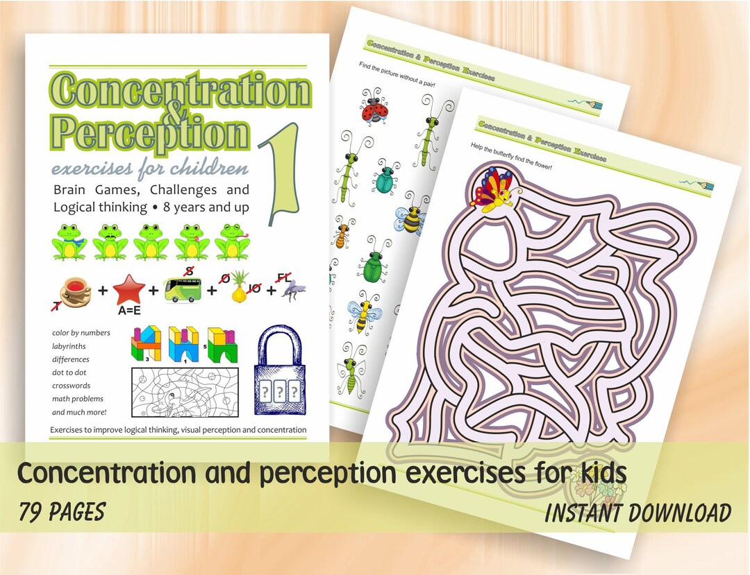 Concentration & Perception Workbook for Kids (age 8+) (digital Download ...