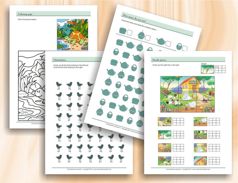 Concentration Exercises for Kids - Part 1 (age 6-9) | 43 Printable ...