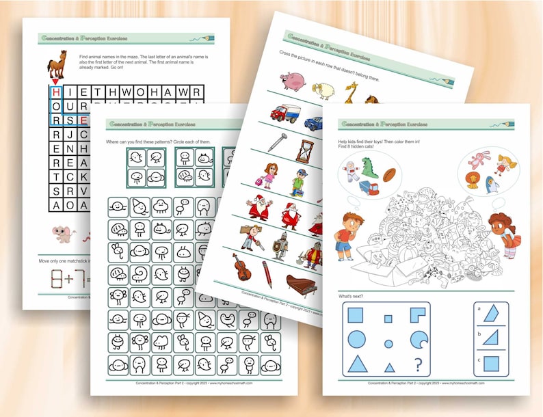 Concentration and Perception Exercises for Kids Part 2 age 8 90 ...