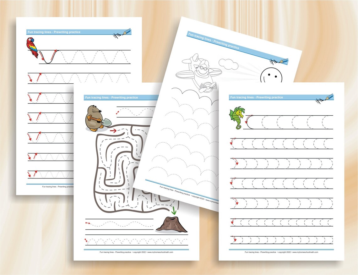 Fun Tracing Lines Prewriting Practice Exercises to Promote Fine Motor ...