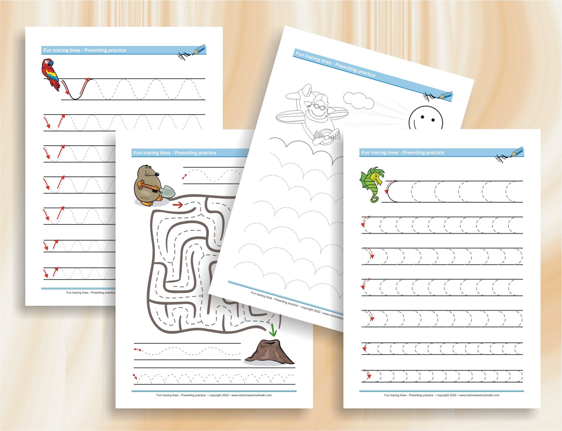 Fun Tracing Lines Prewriting Practice Exercises to Promote Fine Motor ...