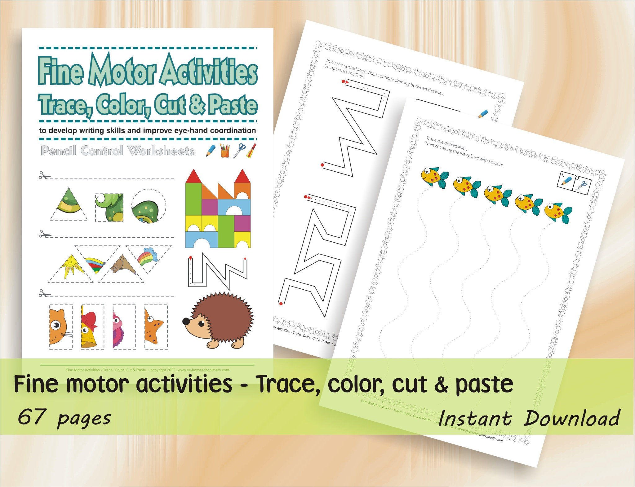 Fine Motor Activities - Trace, Color, Cut&paste | 65 Printable ...
