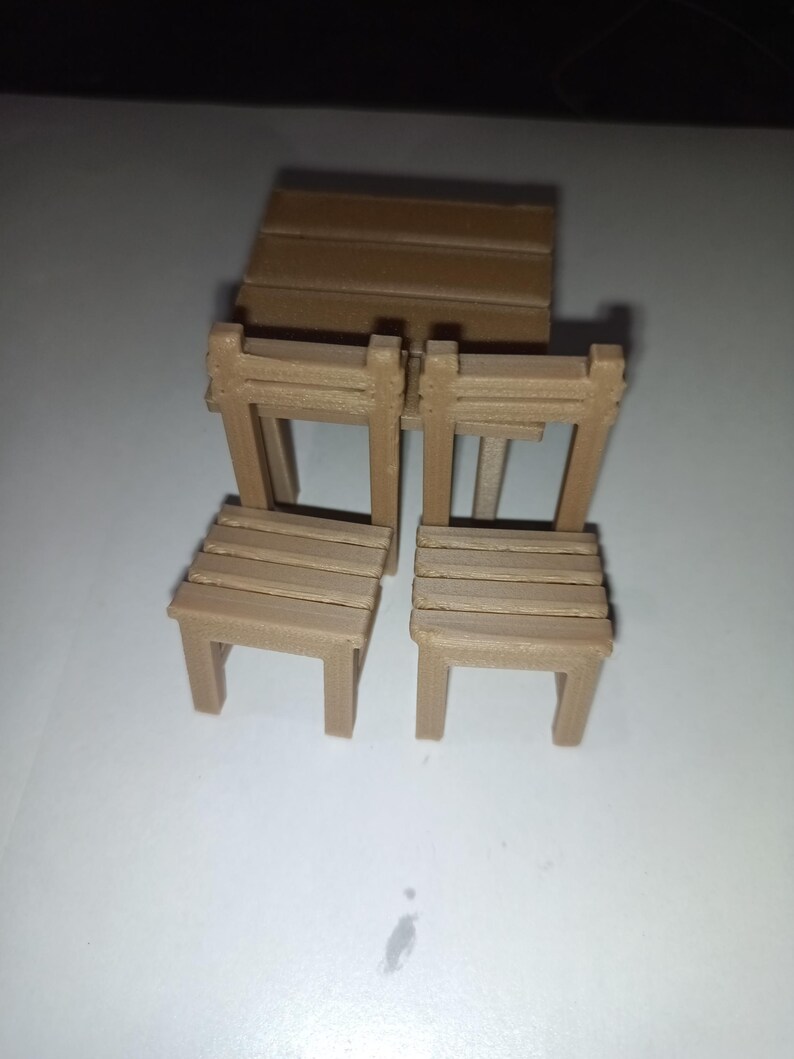 28mm WOOD Pla Table Chairs Set Terrain RPG Tavern Miniatures Minis DND ...