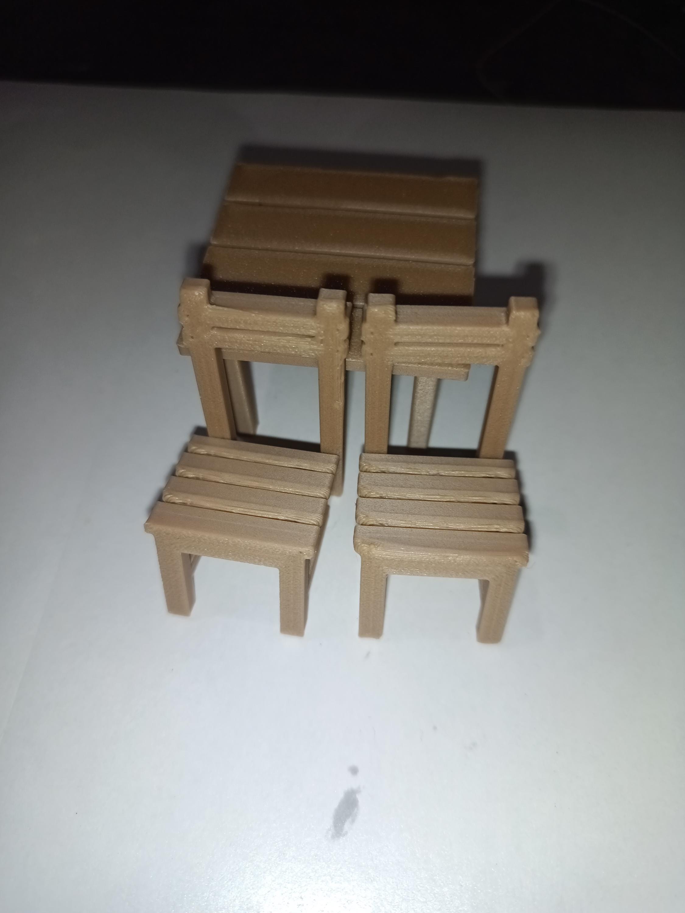 28mm WOOD Pla Table Chairs Set Terrain RPG Tavern Miniatures Minis DND ...