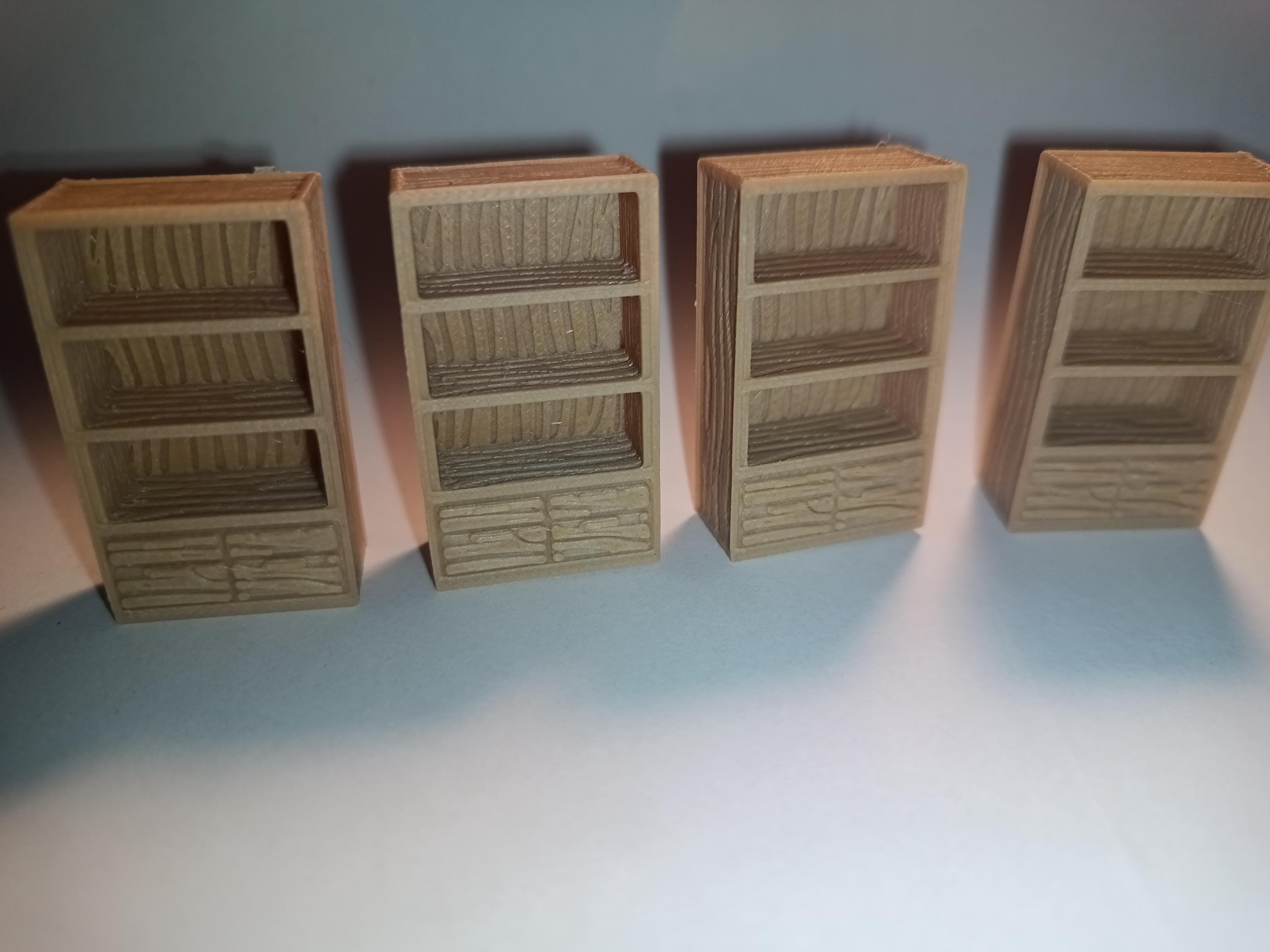 4x Book Shelves Shelf MINIATURES 1.5" Tall Dollhouse RPG DND Tabletop ...