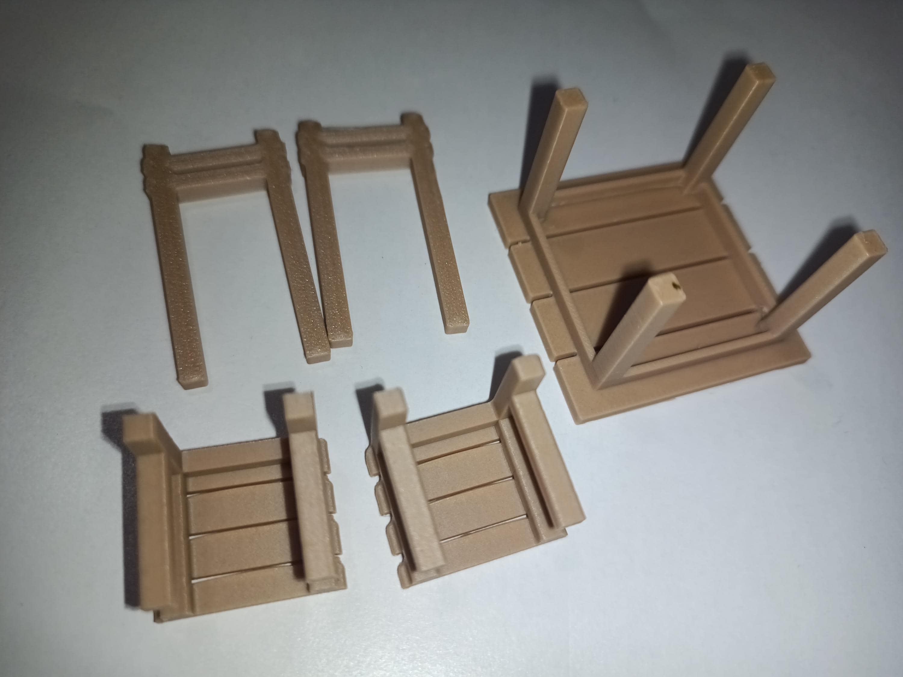 28mm WOOD Pla Table Chairs Set Terrain RPG Tavern Miniatures Minis DND ...