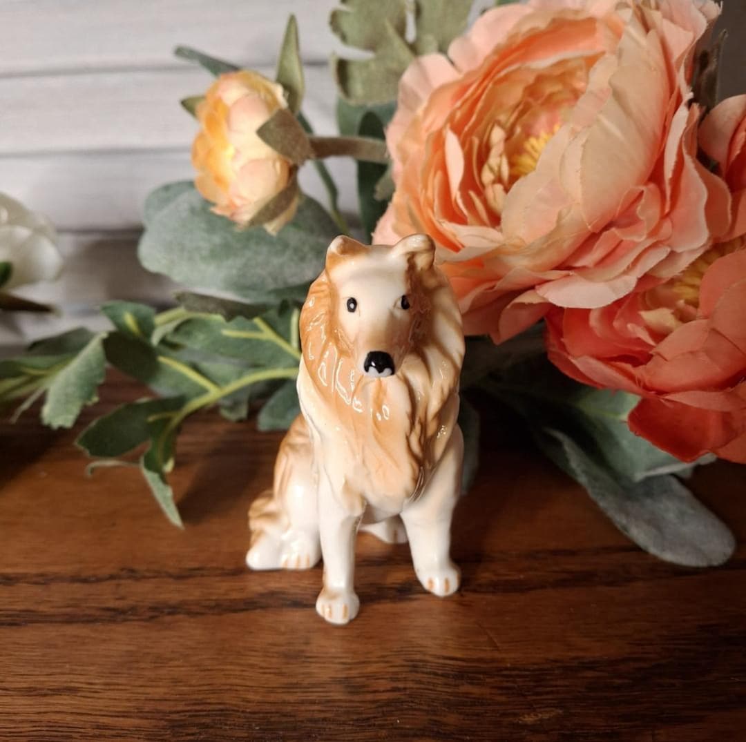Vintage Bone China Collie Dog - Etsy