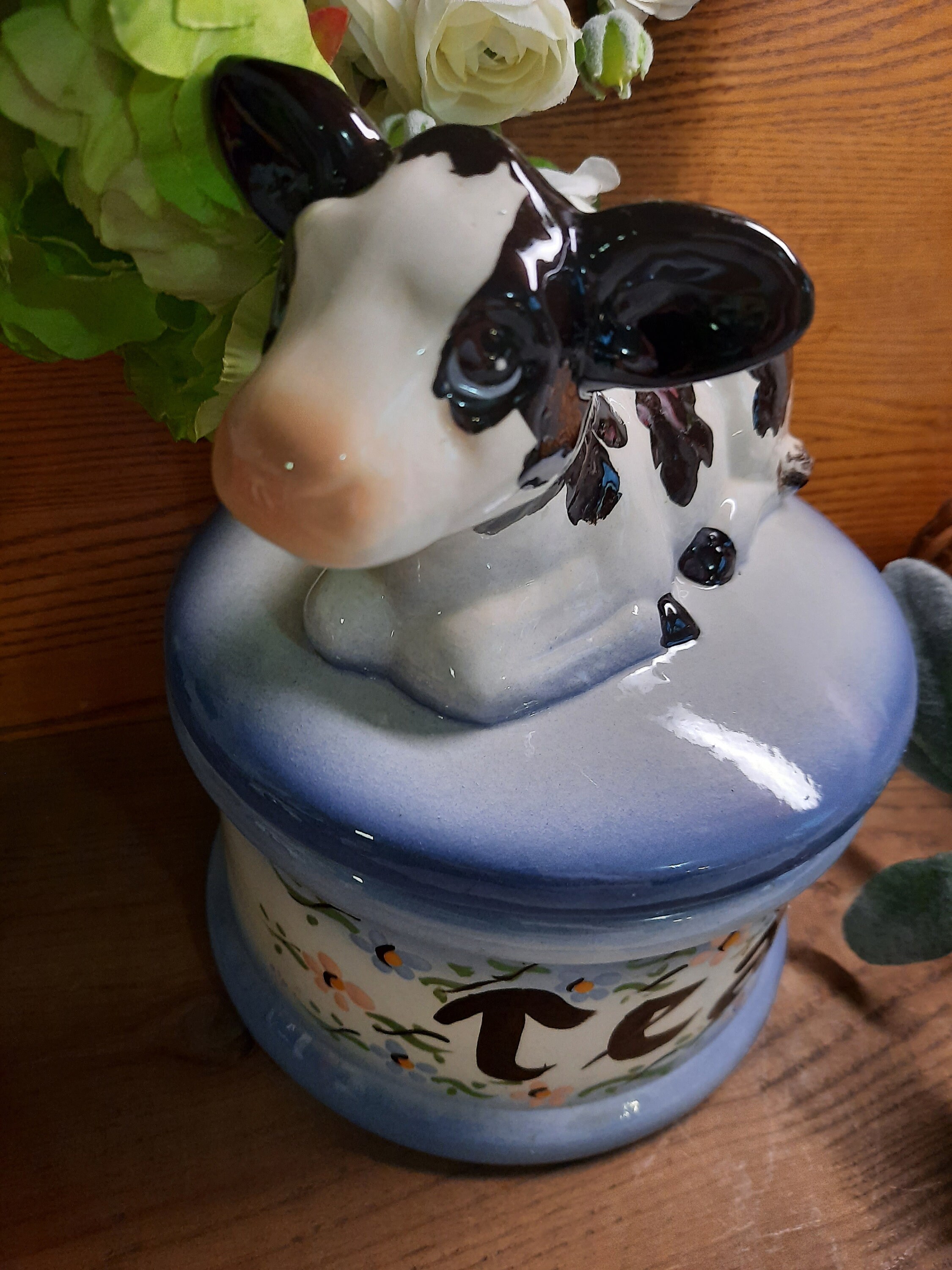 Cow Ceramic Tea Container - Etsy