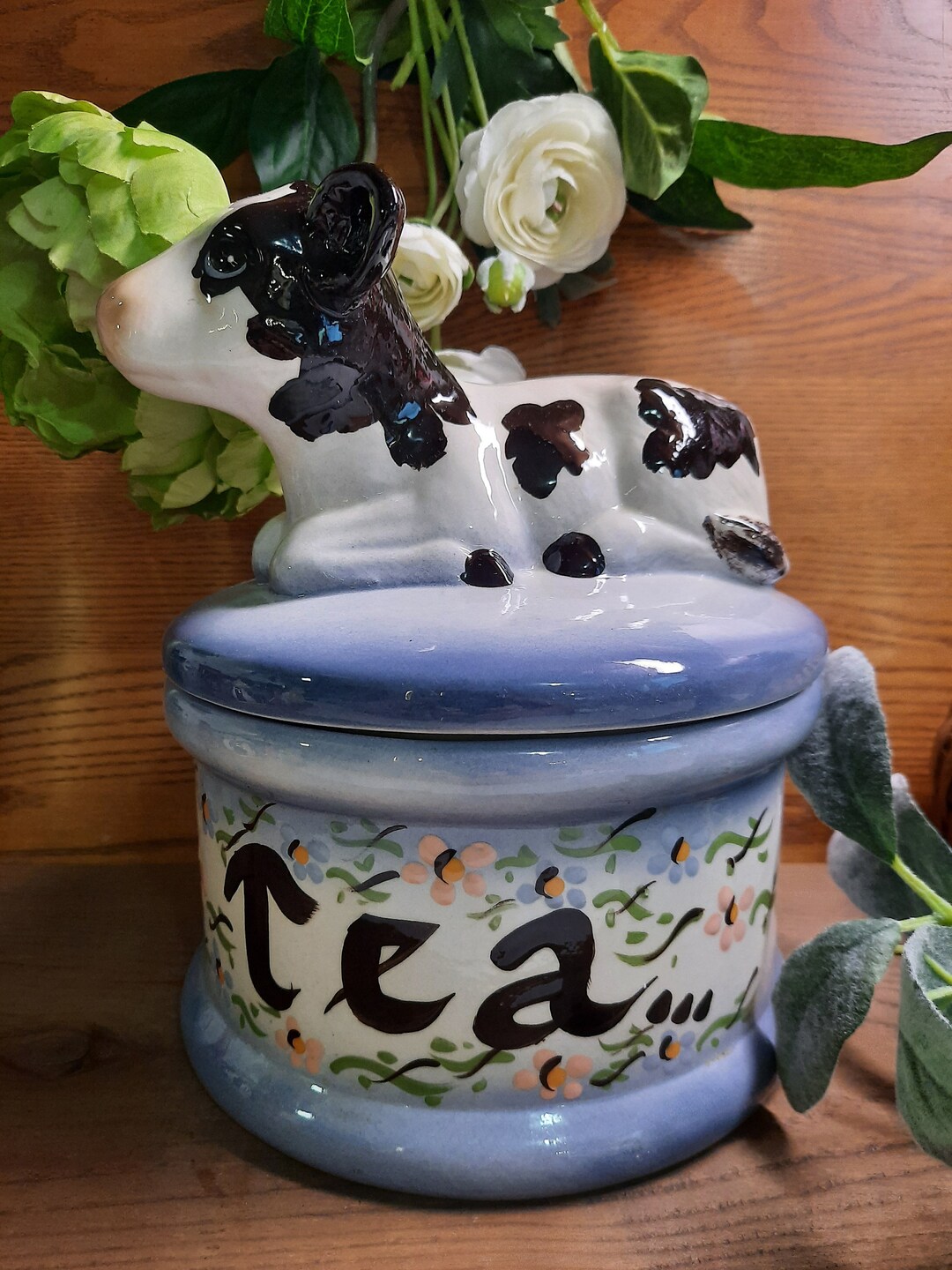 Cow Ceramic Tea Container - Etsy