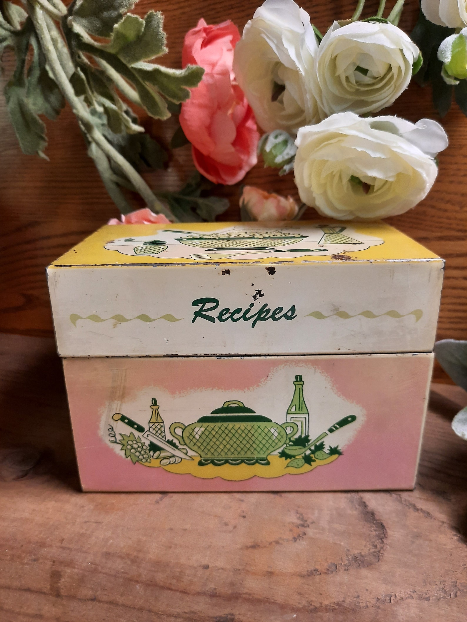 Vintage Metal Recipe Box - Etsy