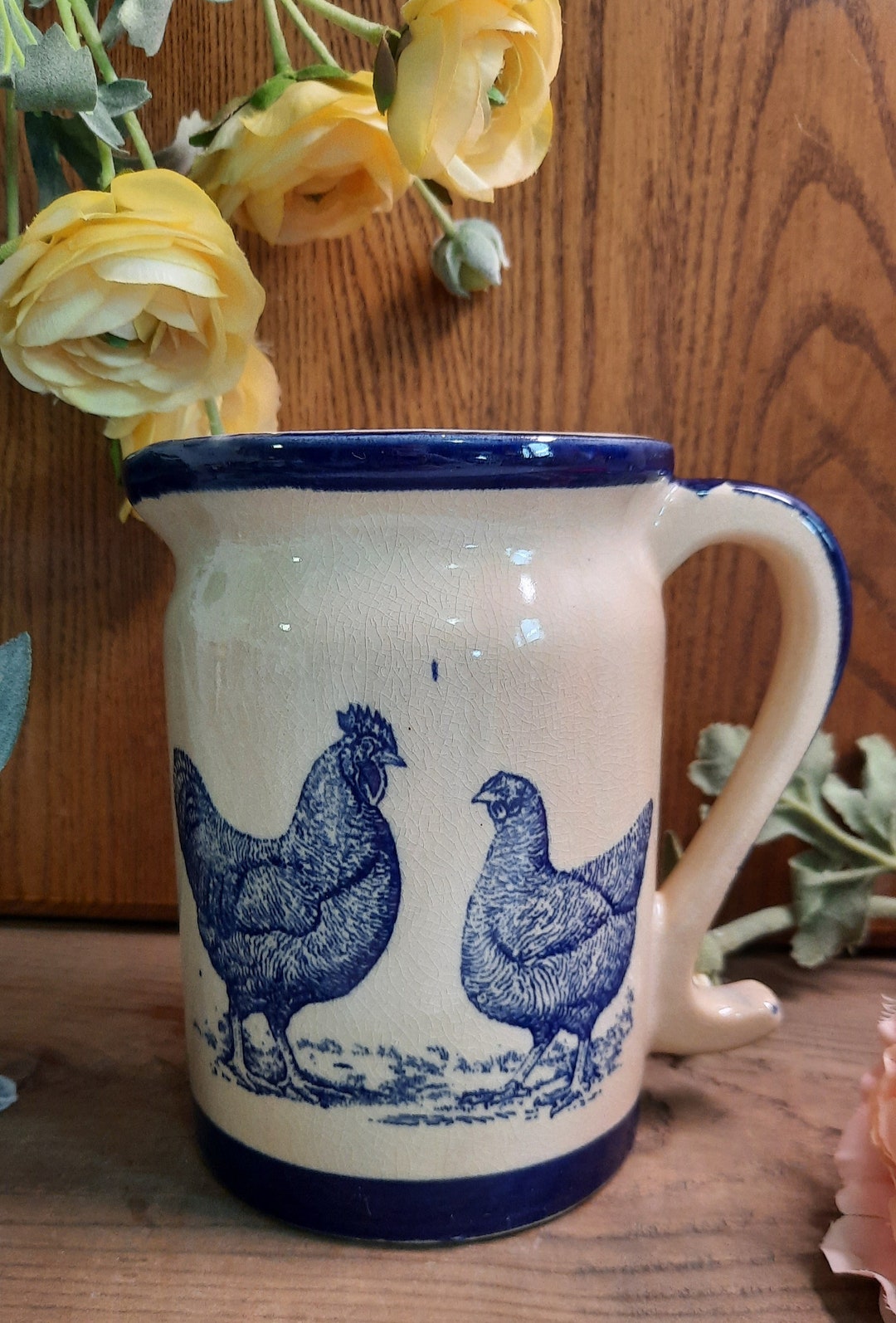 Pottery Hen & Chick Pitcher - Etsy