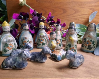 Vintage Nativity Set Holy Family 3 Kings Wiseman 4.5 Japan Wolin See ...