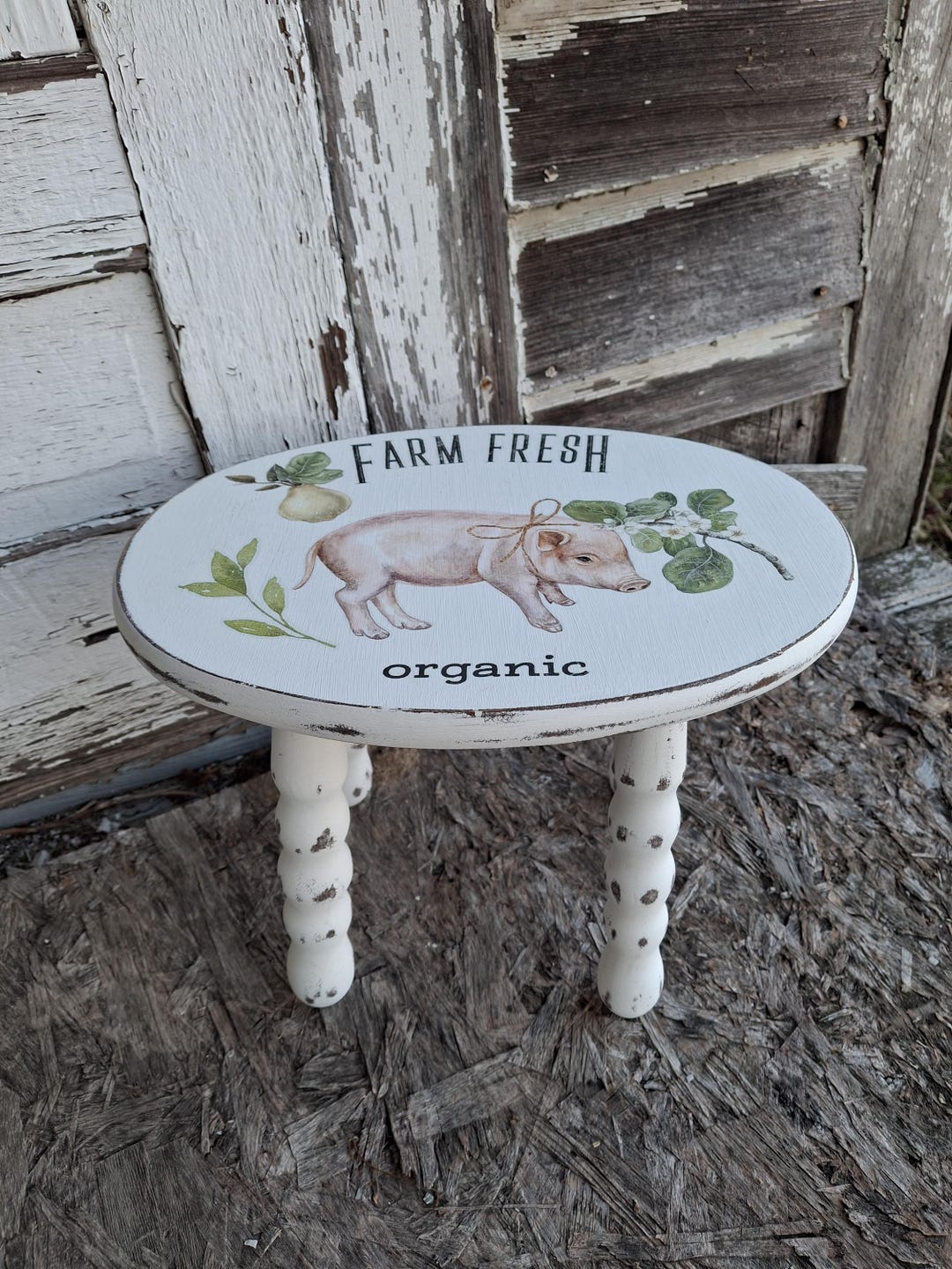 Vintage Wooden Pig Stool - Etsy