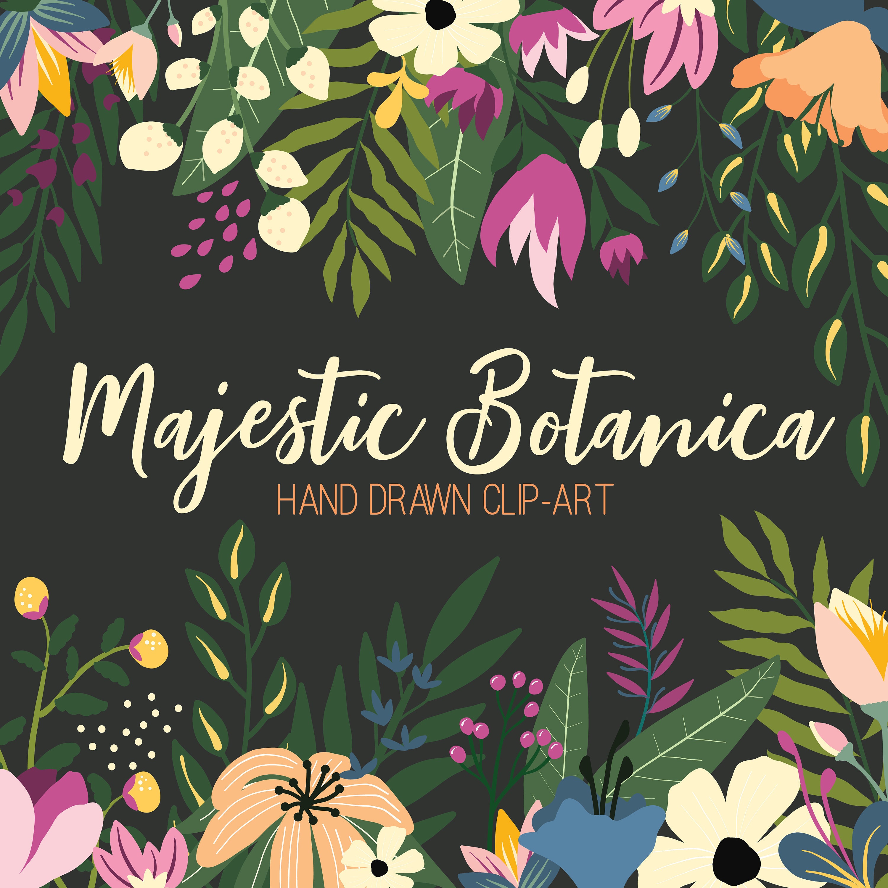 Digital Drawing & Illustration MAJESTIC BOTANICA .PNG Digital Download ...