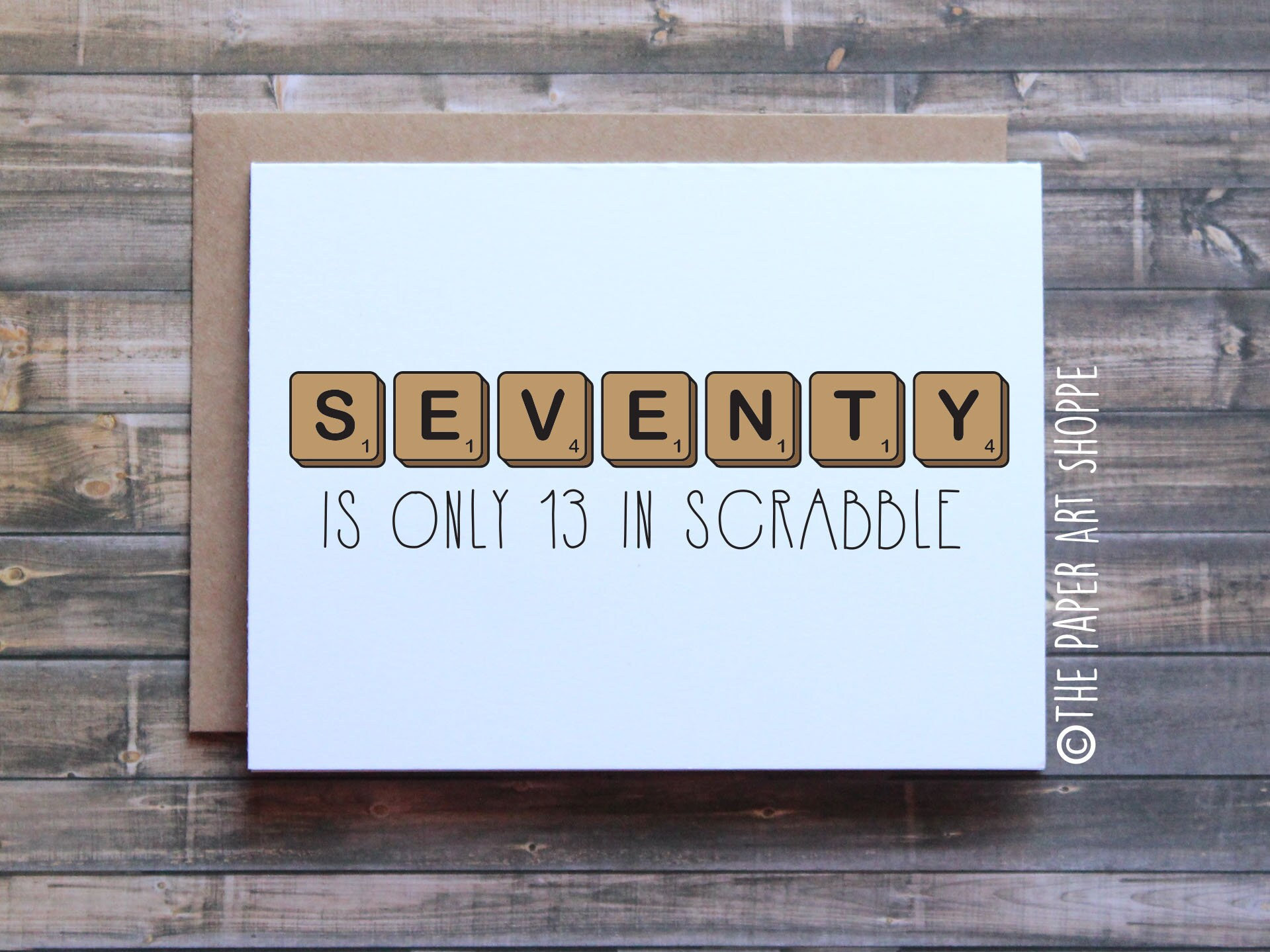 70th Birthday Card, Funny Birthday Card, Seventy is Only 13 in Scrabble ...