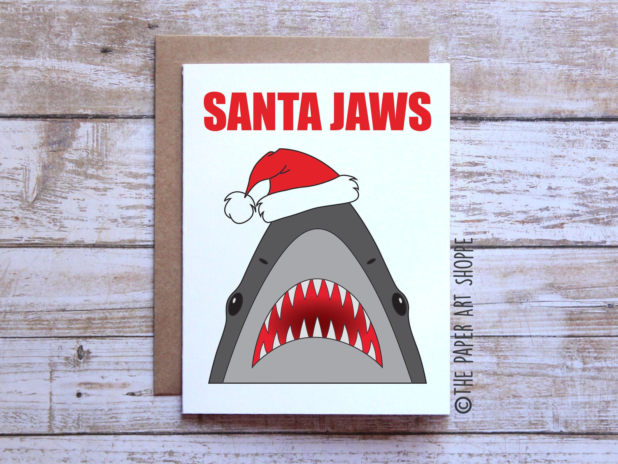 Funny Christmas Card, Santa Jaws, Jaws, Funny Holiday Card, Christmas ...