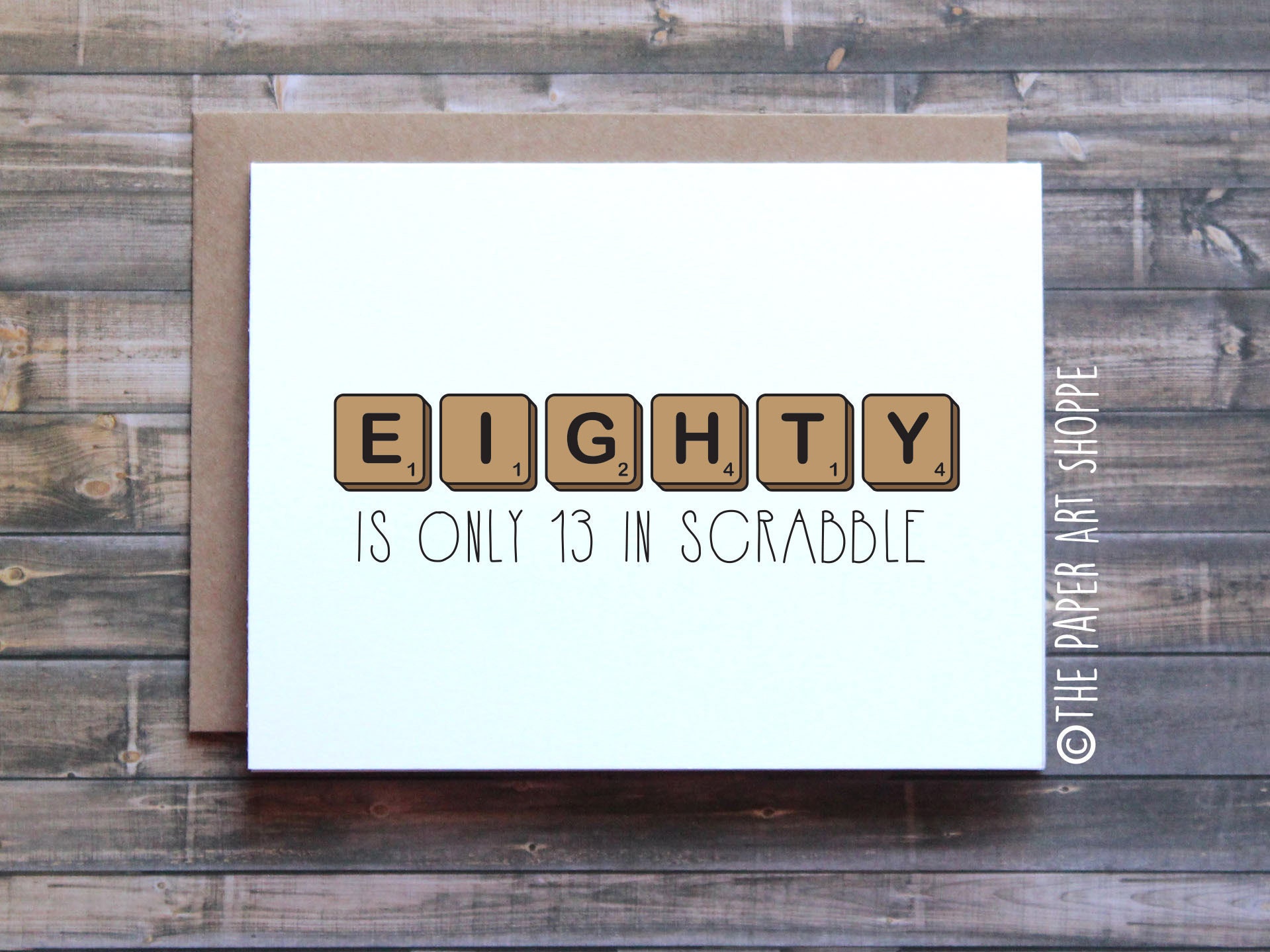 Eighty is Only 13 in Scrabble, Funny Birthday Card, Scrabble Card, 80th ...