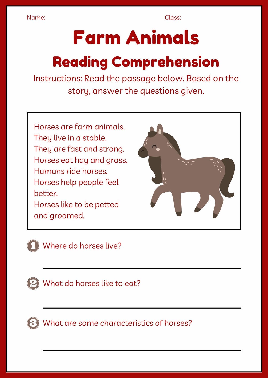 Farm Animal Reading Comprehension for Kids: Fun Learning Adventures - Etsy