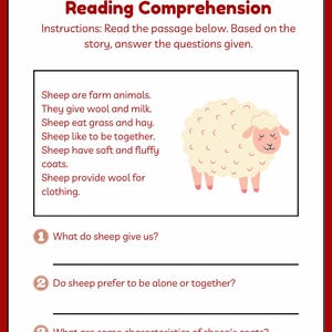 Farm Animal Reading Comprehension for Kids: Fun Learning Adventures - Etsy