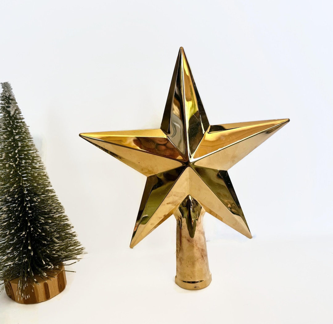 Vintage Gold Metal Star, Star Tree Topper, Christmas Tree Star, Vintage ...