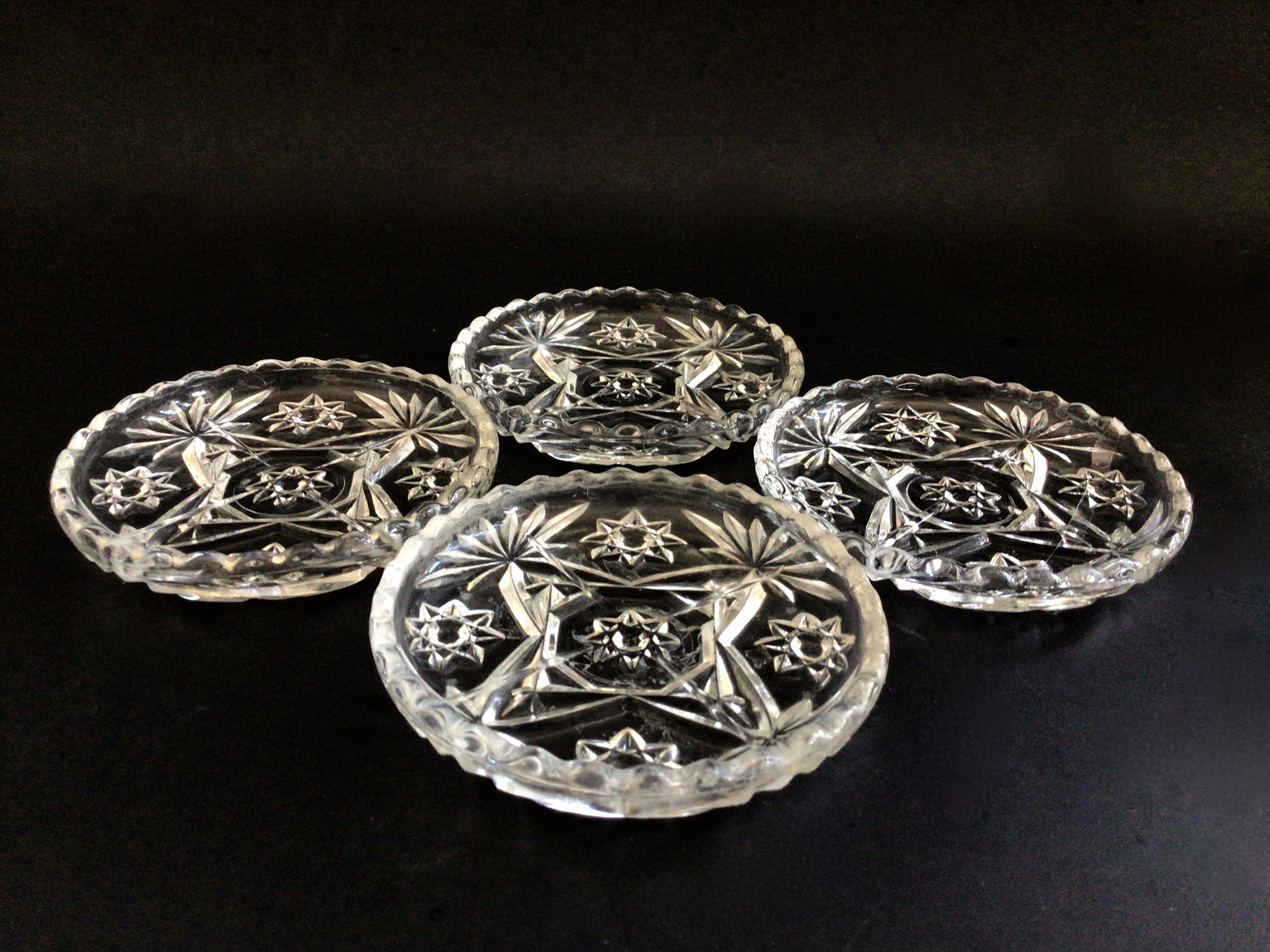Vintage Glass Coasters Crystal Coasters Starburst Coasters - Etsy