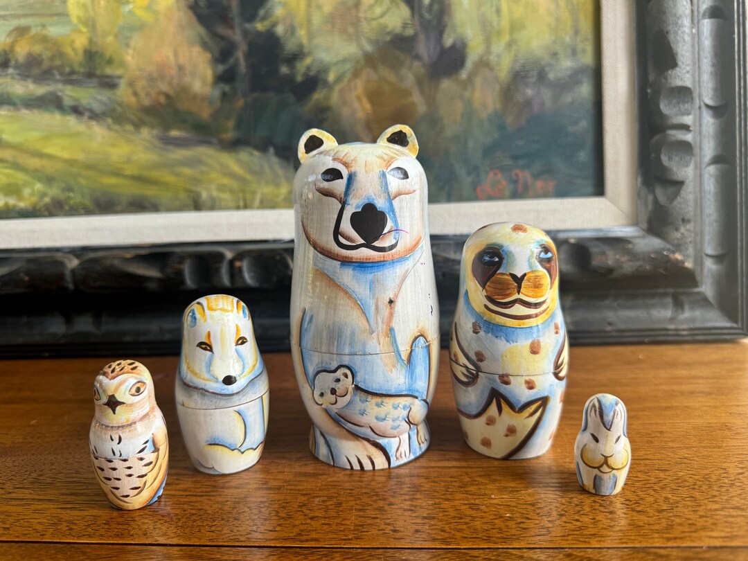 Vintage Russian Nesting Dolls - Animal Decor - Children's Room Decor ...