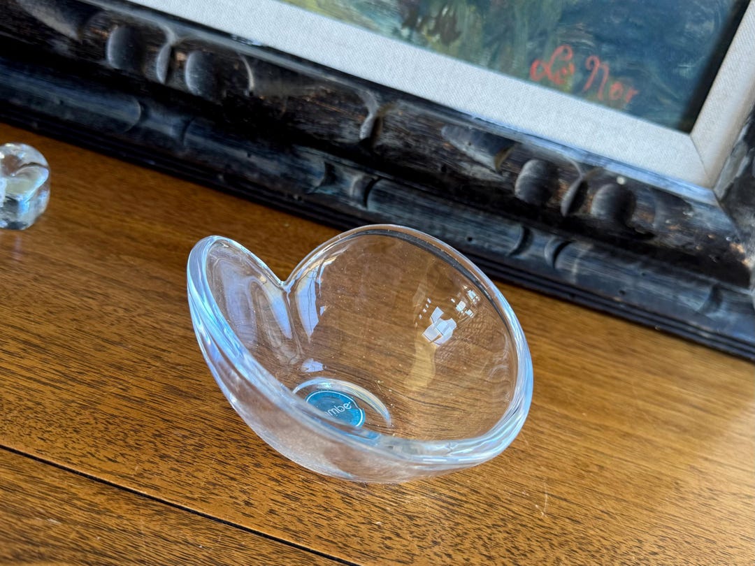 Nambe Crystal Heart Trinket Dish: Vintage Glass Ring Holder, Candle ...