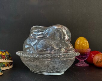Glass Rabbit Candy Dish | Etsy