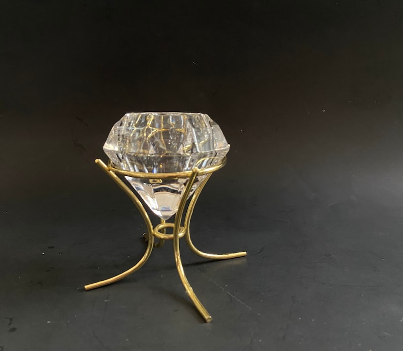Vintage Votive Holder, Atomic Prism Ornament Holder: Mid Century Gold ...