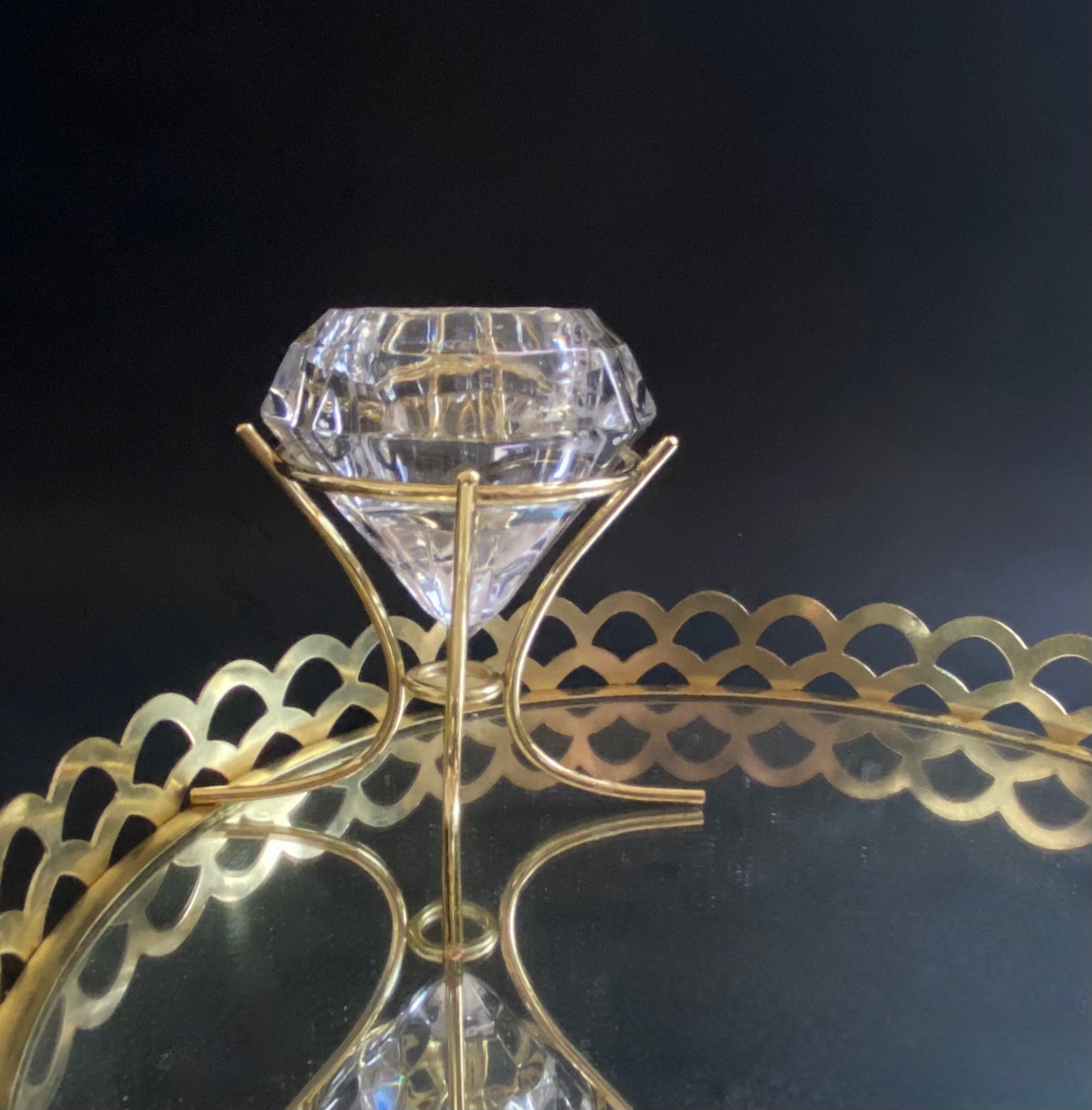 Vintage Votive Holder, Atomic Prism Ornament Holder: Mid Century Gold ...