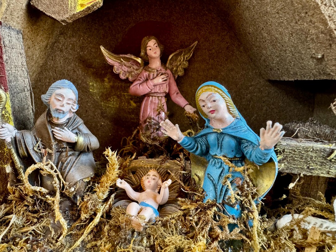 Vintage Nativity; Italian Manger, Vintage Nativity Italy, Nativity Set ...