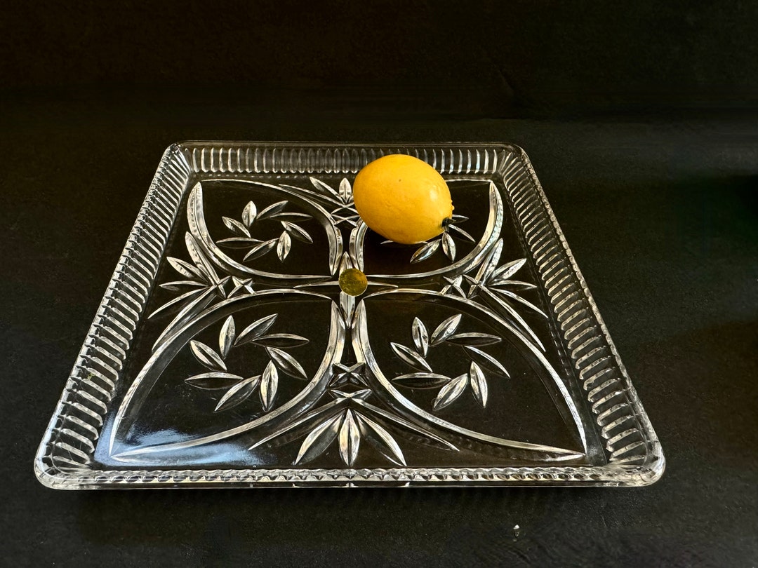 Vintage Bieikristal German Crystal Glass Tray: Square Vanity Decor - Etsy