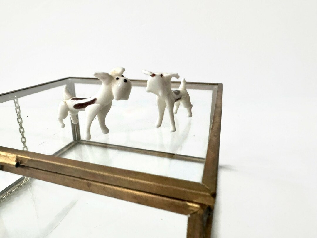 Vintage Glass Dogs, Bull Dog Gift, Miniature Glass Animals, Japan Glass ...