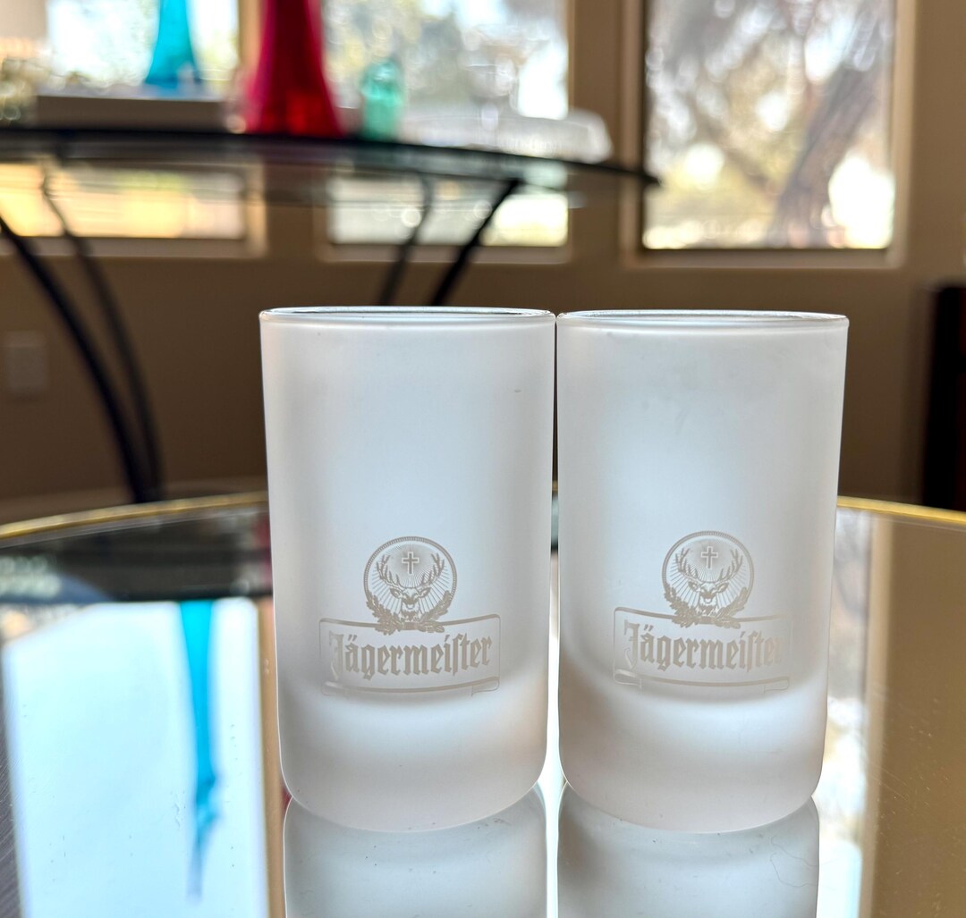 Vintage Jägermeister Shot Glasses -jag Gift Idea -frosted 4 Ounce Shot ...