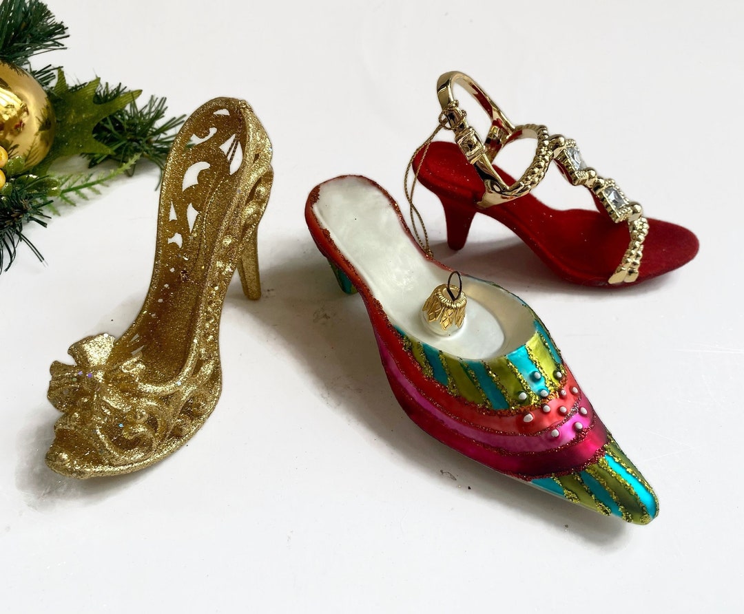 Vintage Shoe Ornaments, Girl Ornaments, High Heeled Shoe Christmas ...