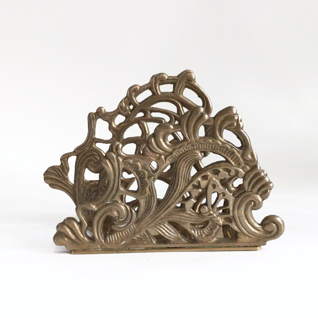 Vintage Brass Computer Stand - Letter Holder - Hollywood Regency Gold ...