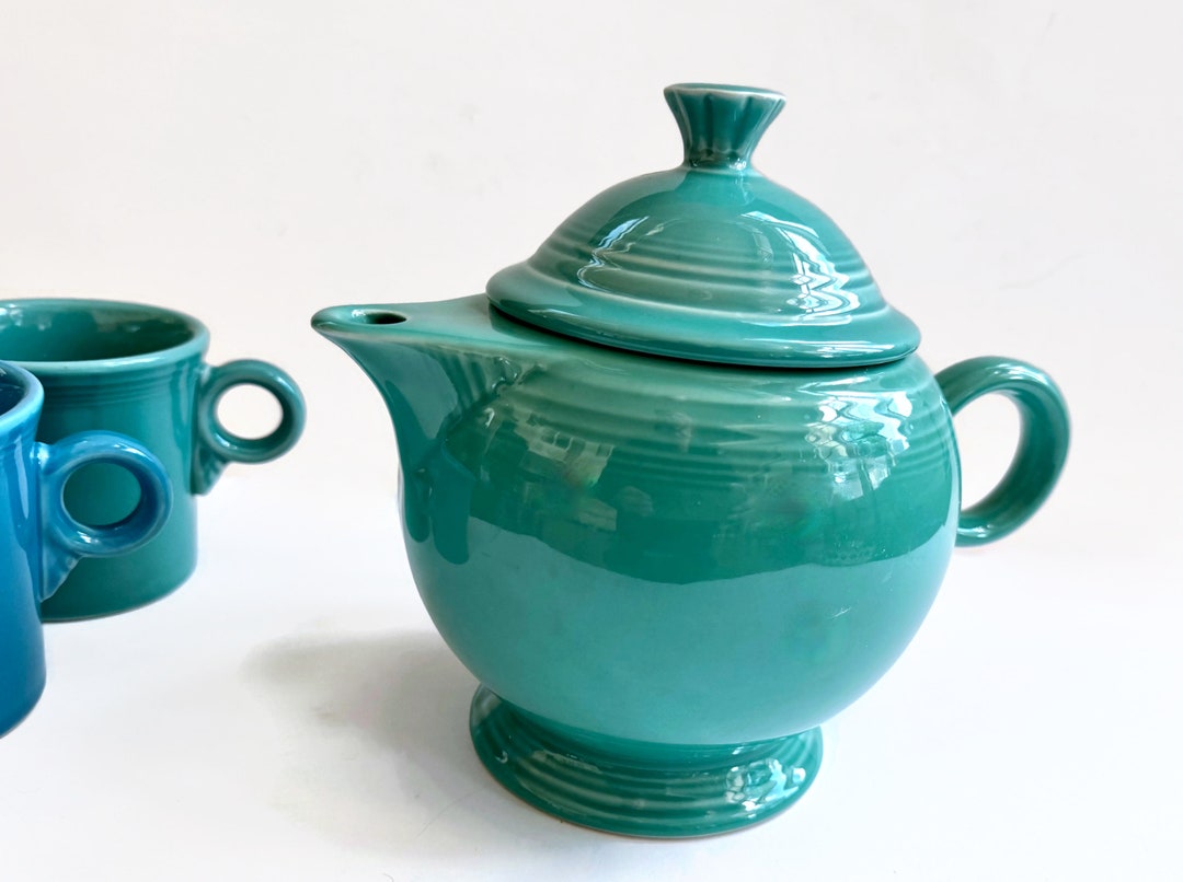 Vintage Fiestaware Tea Pot, Art Deco Tea Pot, Turquoise Fiestaware ...