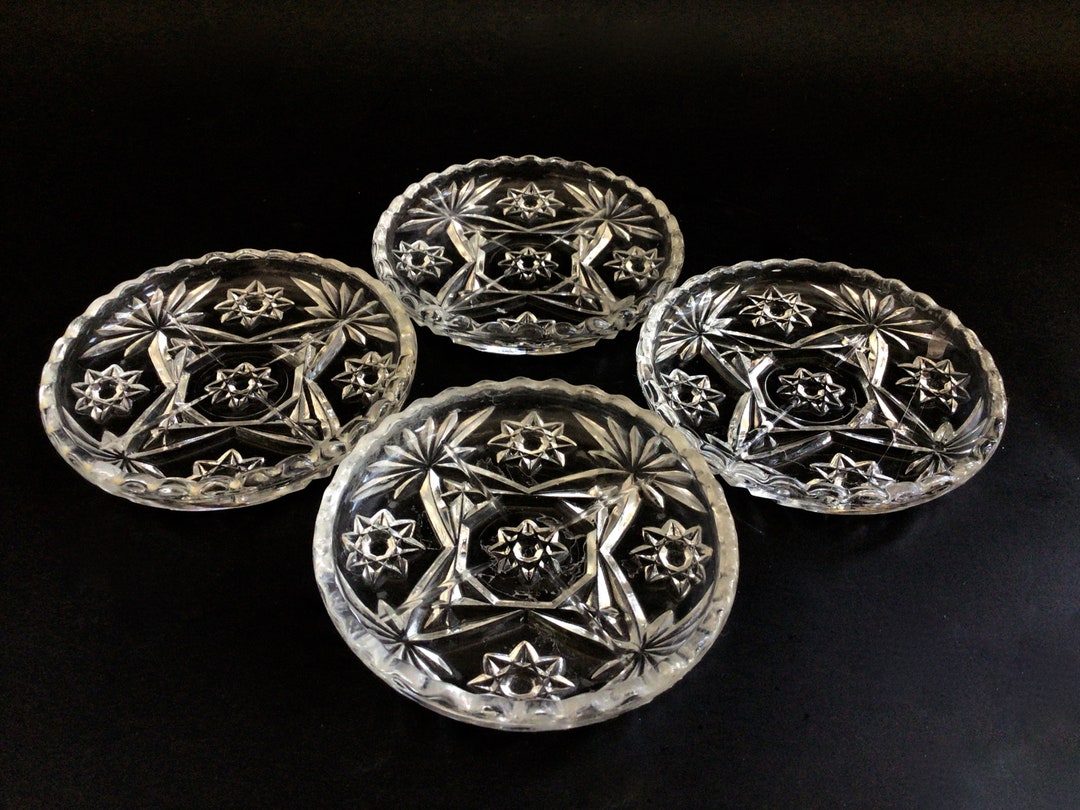 Vintage Glass Coasters, Crystal Coasters, Starburst Coasters, Cocktail ...